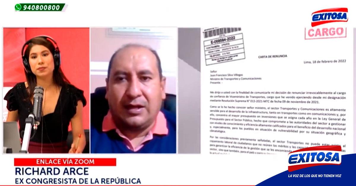 Richard Arce sobre renuncia de viceministra del MTC: "La Contraloría y ...