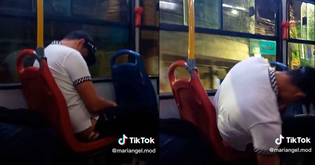(VIDEO) Joven que iba en el bus cae tras quedarse dormido y usuarios estallan en burlas ...