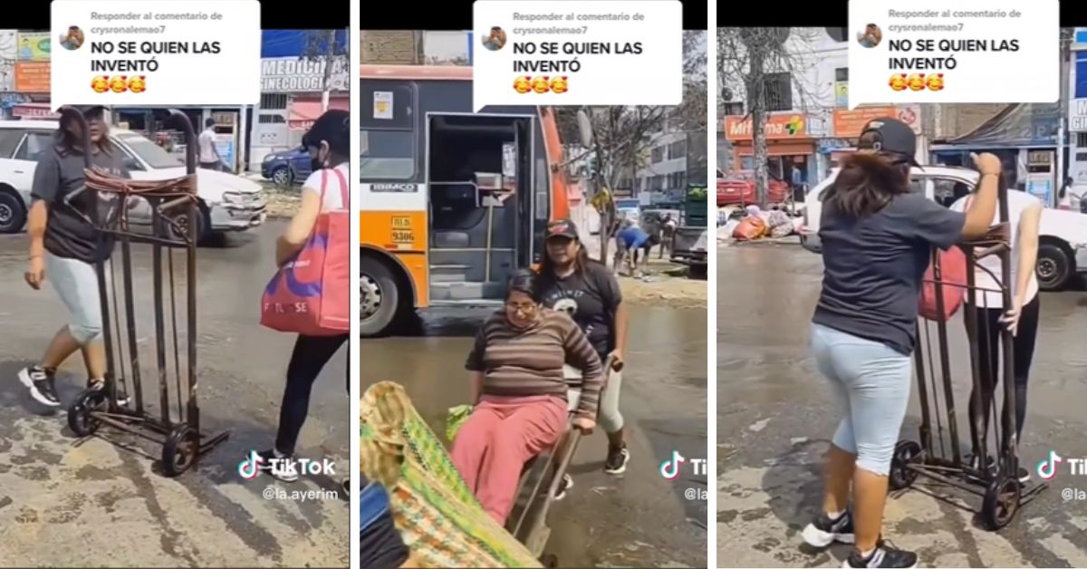 ¡Increíble! Mujer utiliza carretilla para desplazar a transeúntes que ...