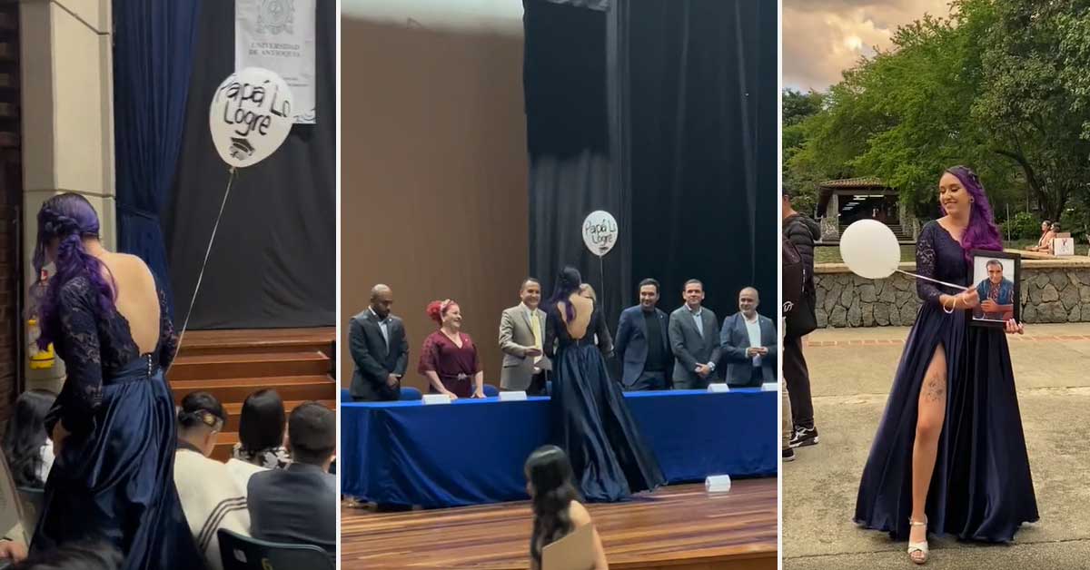 "Lo logré, papá": Joven asiste a su graduación con la foto de su papá ...