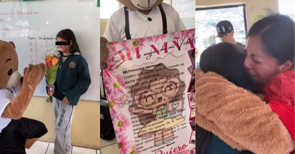 Mamá sorprendió a su hija en su colegio tras haber estado dos años en ...