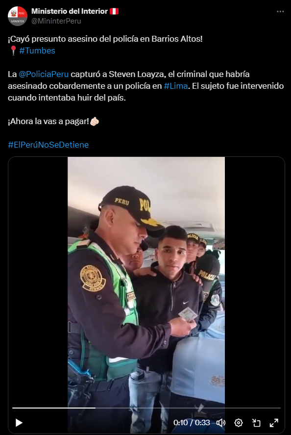 ¡Urgente! Capturan a presunto asesino de policía de Barrios Altos ...