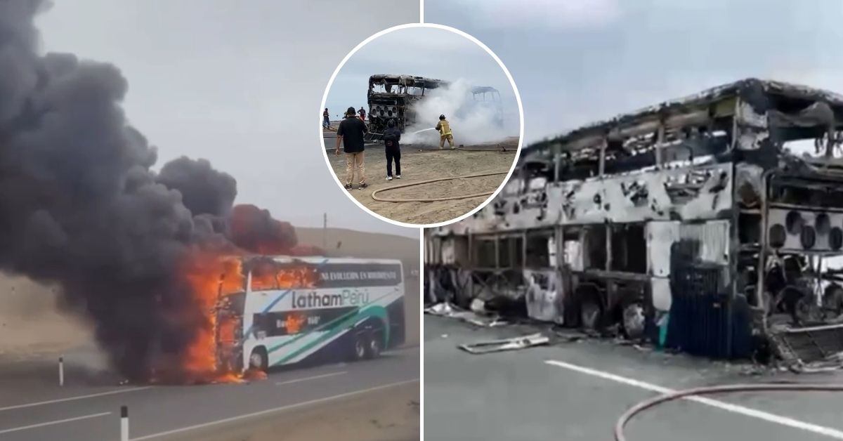 ¡De terror! Bus de transporte público terminó envuelto en llamas en ...