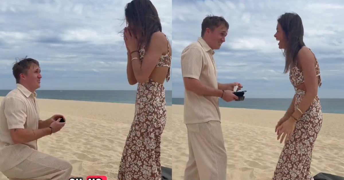 Hombre sufre incidente mientras le pedía la mano a su novia en la playa ...